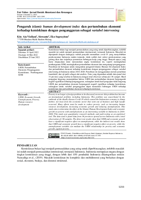 (PDF) Pengaruh islamic human development index dan pertumbuhan ekonomi ...