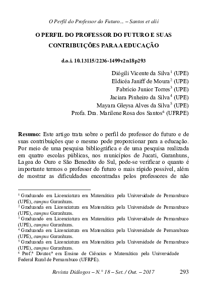 (PDF) O Perfil Do Professor Do Futuro e Suas Contribuições Para a Educação