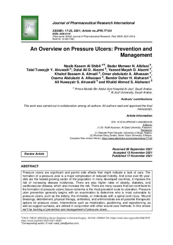 (PDF) An Overview on Pressure Ulcers: Prevention and Management