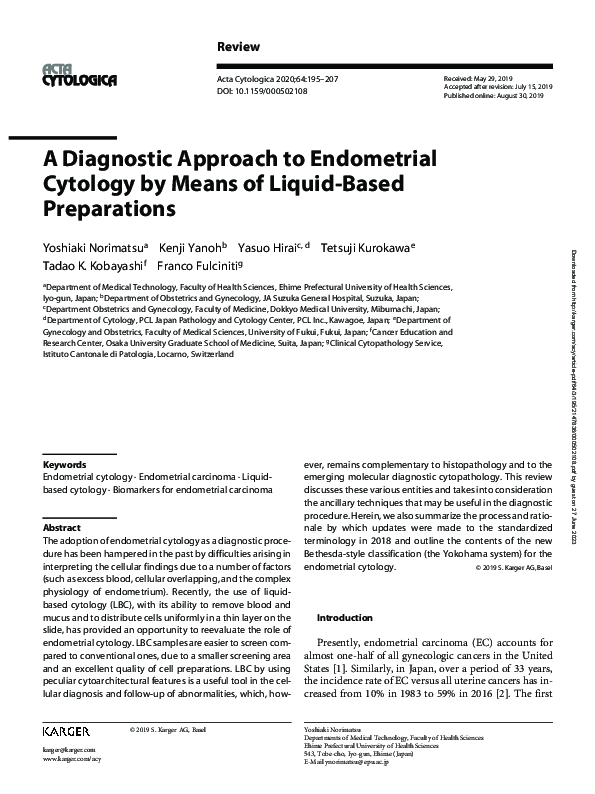 (PDF) A Diagnostic Approach to Endometrial Cytology by Means of Liquid ...