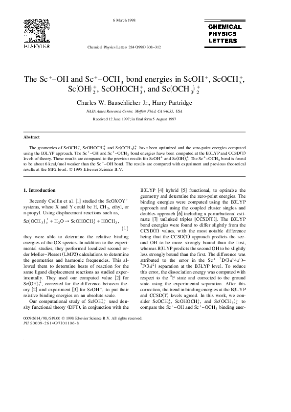(PDF) The Sc+–OH and Sc+–OCH3 bond energies in ScOH+, ScOCH3+, Sc(OH)2 ...