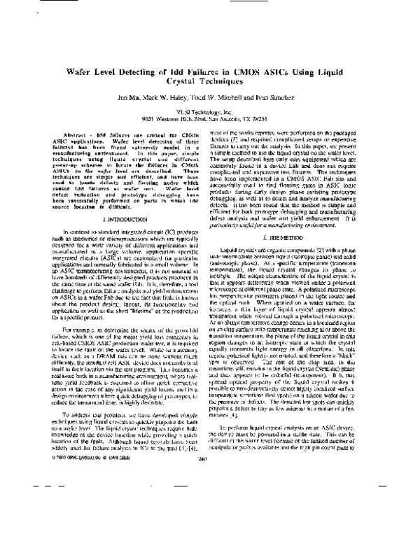(PDF) Wafer level detecting of Idd failures in CMOS ASICs using liquid crystal techniques