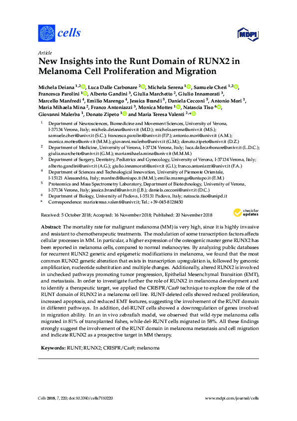 (PDF) New Insights into the Runt Domain of RUNX2 in Melanoma Cell Proliferation and Migration ...