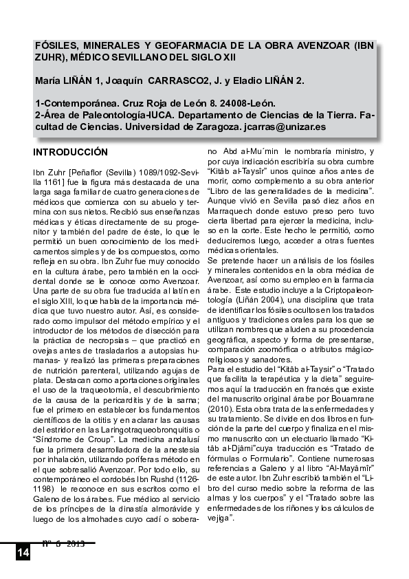 (PDF) Fósiles, minerales y geofarmacia de la obra Avenzoar (Ibn Zuhr ...