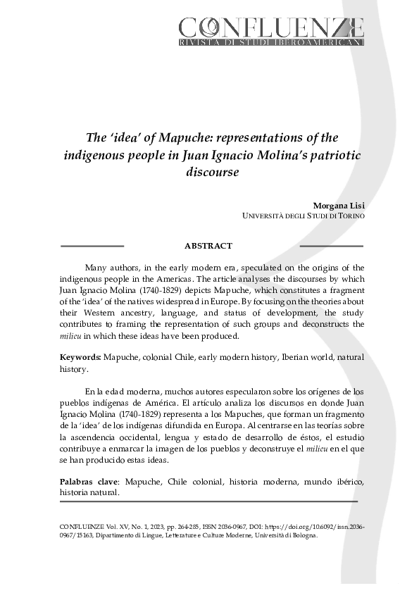 (PDF) The 'idea' of Mapuche: representations of the indigenous people in Juan Ignacio Molina's ...