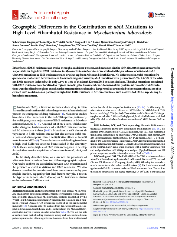 (PDF) Geographic differences in the contribution of ubiA mutations to ...