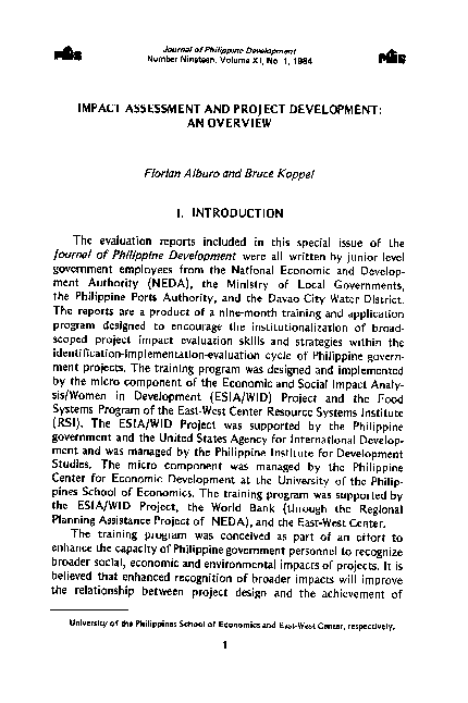(PDF) Impact Assessment and Project Development: An Overview