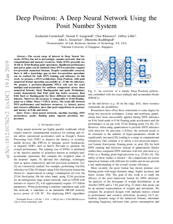 Pdf Deep Positron A Deep Neural Network Using The Posit Number System
