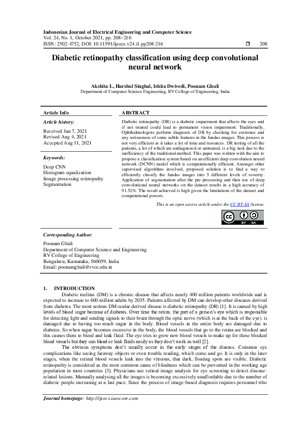 Pdf Diabetic Retinopathy Classification Using Deep Convolutional