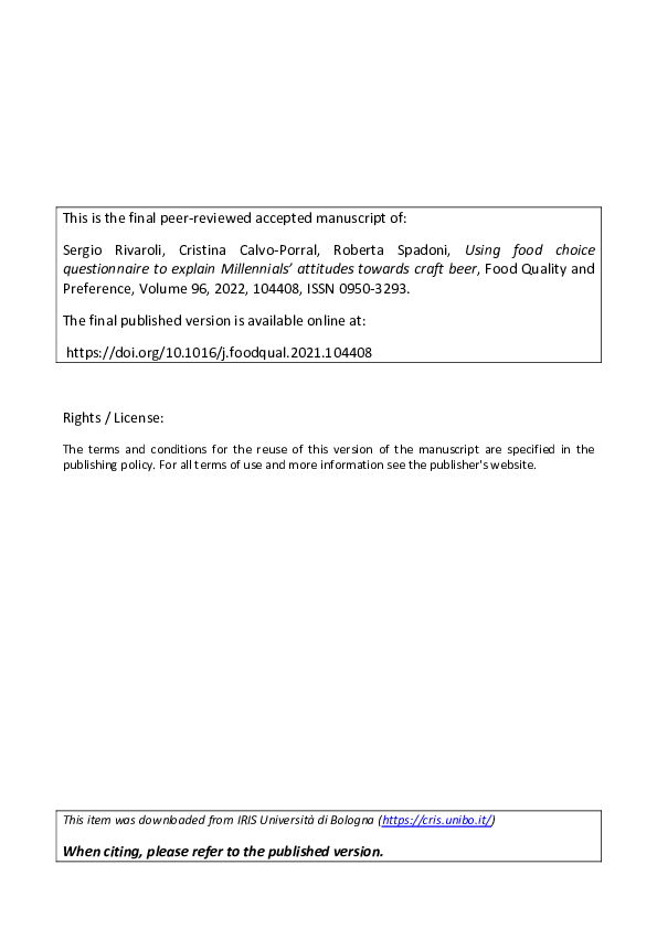 (PDF) Using food choice questionnaire to explain Millennials’ attitudes ...