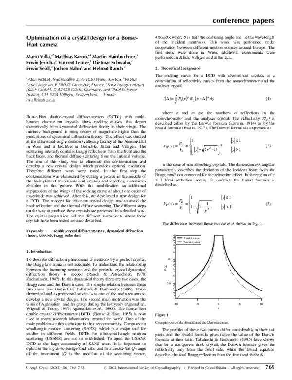 (PDF) Optimisation of a crystal design for a Bonse–Hart camera