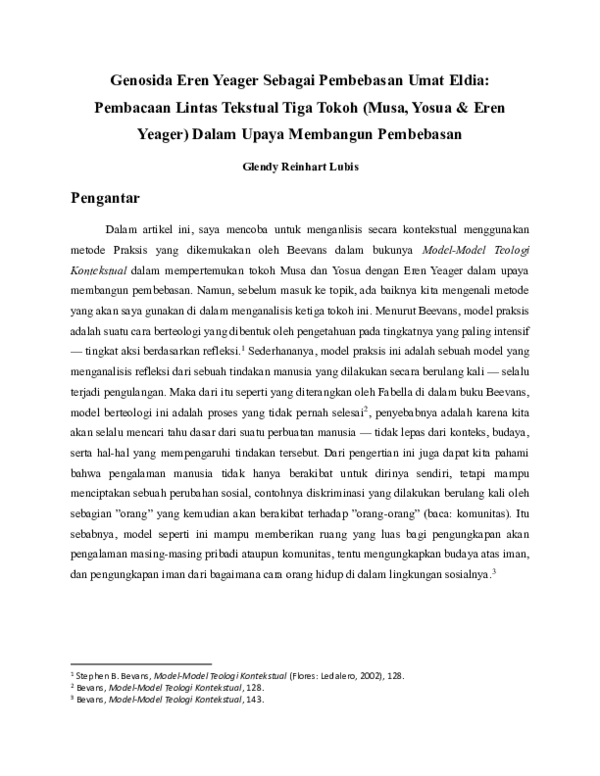 (PDF) Genosida Eren Yeager Sebagai Pembebasan Umat Eldia: Pembacaan Lintas Tekstual Tiga Tokoh ...