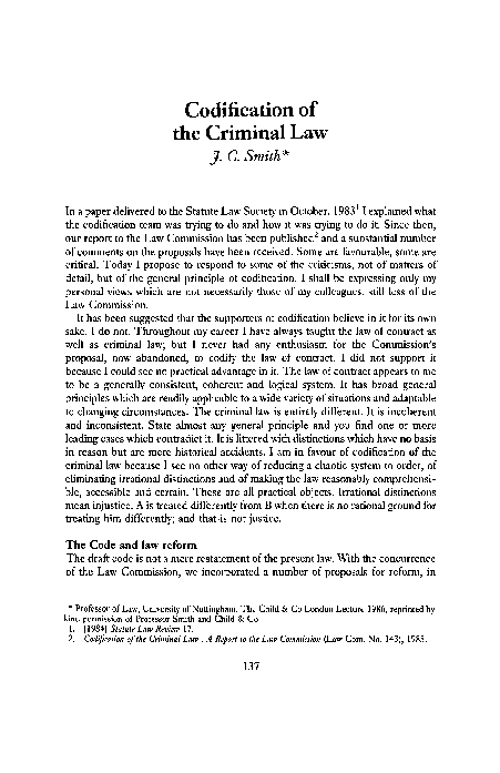 (PDF) 17 Codification of the Criminal Law