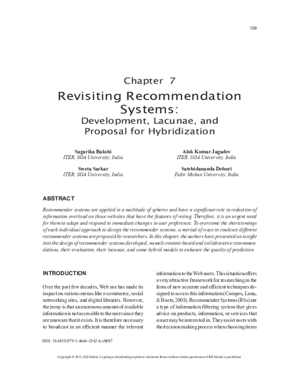 (PDF) Revisiting Recommendation Systems