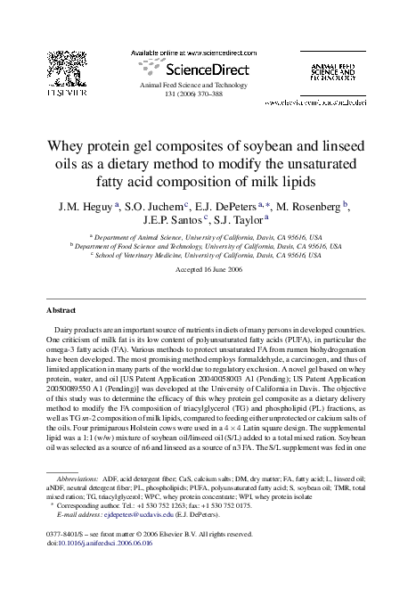 (PDF) Whey protein gel composites of soybean and linseed oils as a ...