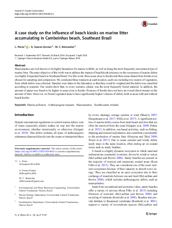 (PDF) A case study on the influence of beach kiosks on marine litter ...