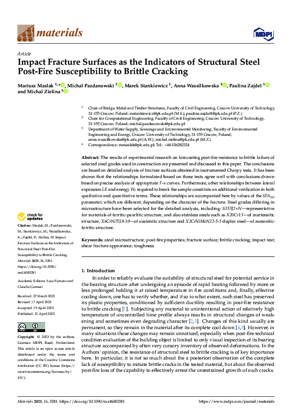 (PDF) Impact Fracture Surfaces as the Indicators of Structural Steel Post-Fire Susceptibility to ...