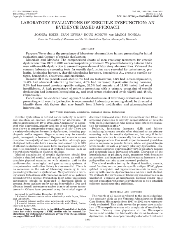 (PDF) Laboratory Evaluations of Erectile Dysfunction: An Evidence Based ...