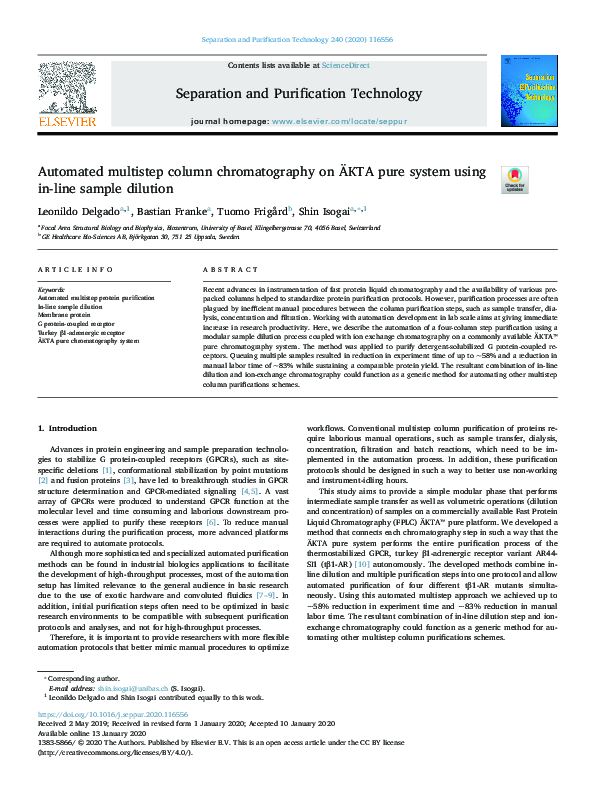 (PDF) Automated multistep column chromatography on ÄKTA pure system ...