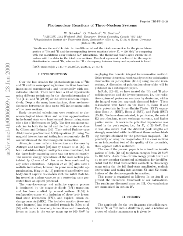 (PDF) Photonuclear reactions of three-nucleon systems | Wolfgang ...