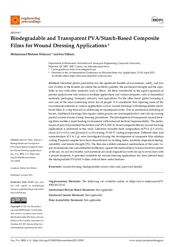 (PDF) Biodegradable and Transparent PVA/Starch-Based Composite Films ...