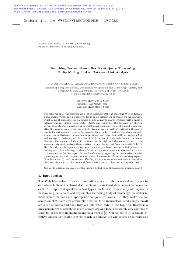 (PDF) Enriching Textual Search Results at Query Time Using Entity ... (PDF) Enriching Textual Search Results at Query Time Using Entity ...