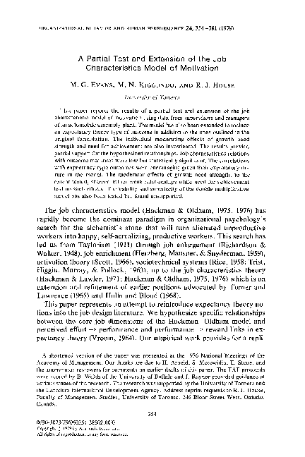 (PDF) A partial test and extension of the job characteristics model of ...