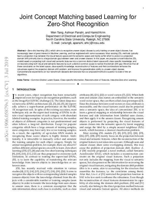 (PDF) Joint Concept Matching based Learning for Zero-Shot Recognition