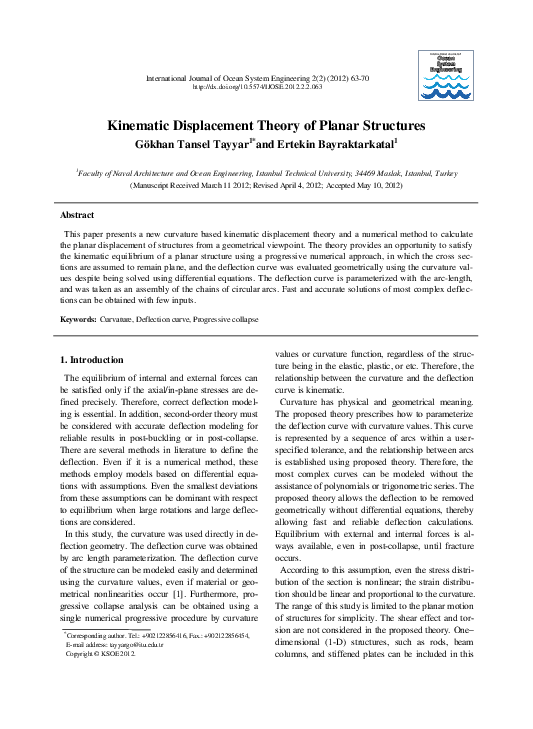 (PDF) Kinematic Displacement Theory of Planar Structures