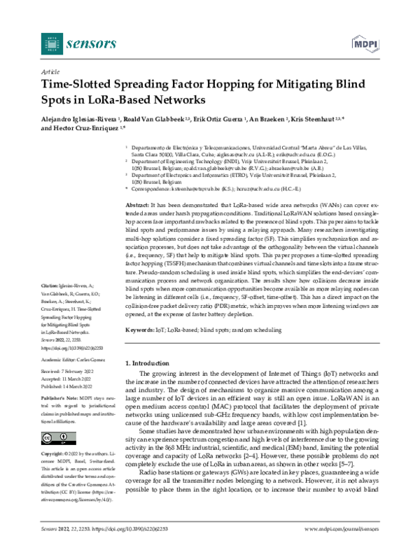 (PDF) Time-Slotted Spreading Factor Hopping for Mitigating Blind Spots in LoRa-Based Networks
