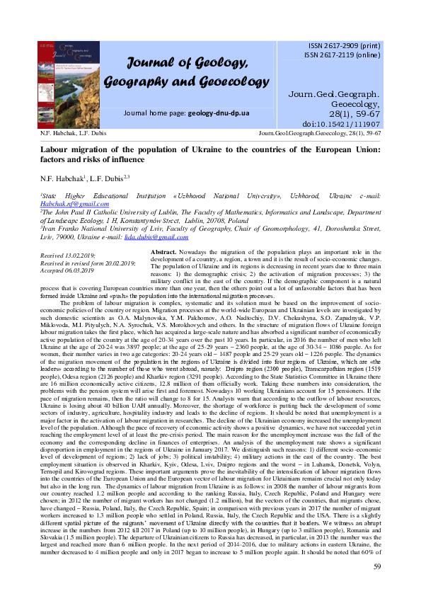 (PDF) Labour migration of the population of Ukraine to the countries of ...