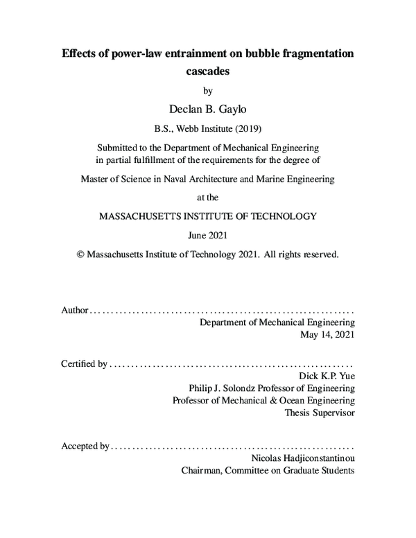 (PDF) Effects of power-law entrainment on bubble fragmentation cascades