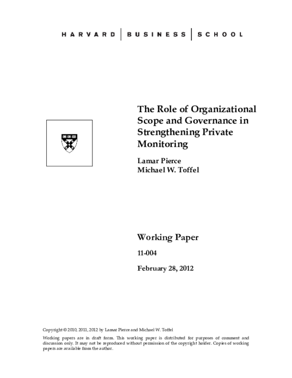 (PDF) The Role of Organizational Scope and Governance in Strengthening ...