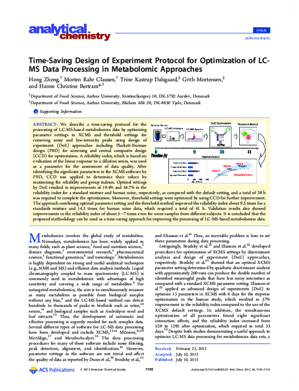 (PDF) Time-Saving Design of Experiment Protocol for Optimization of LC-MS Data Processing in ...