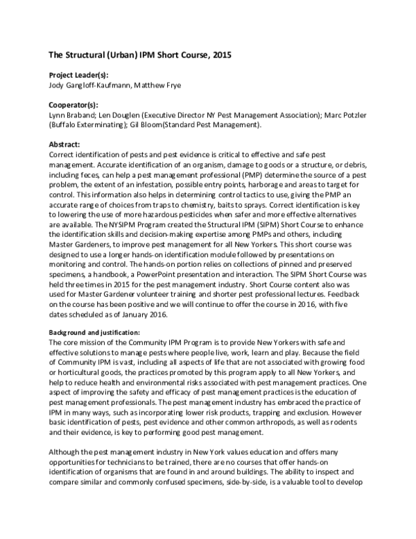 (PDF) The Structural (Urban) IPM Short Course, 2015