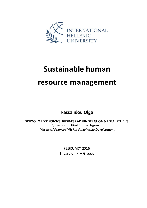 (PDF) Sustainable Human Resource Management