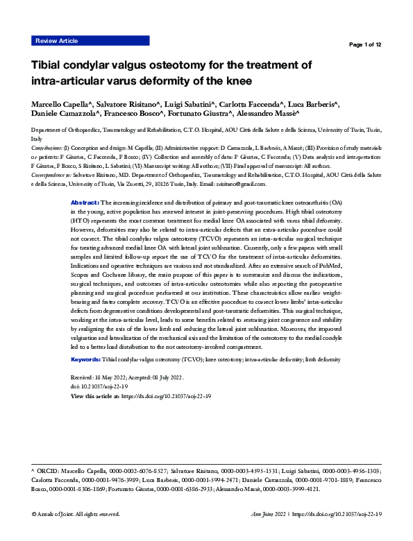 (PDF) Tibial condylar valgus osteotomy for the treatment of intra ...