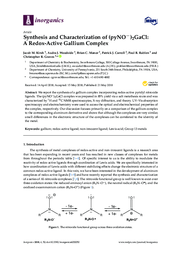 (PDF) Synthesis and Characterization of (pyNO−)2GaCl: A Redox-Active ...