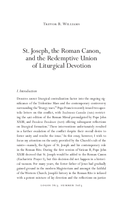 (PDF) St. Joseph, the Roman Canon, and the Redemptive Union of ...