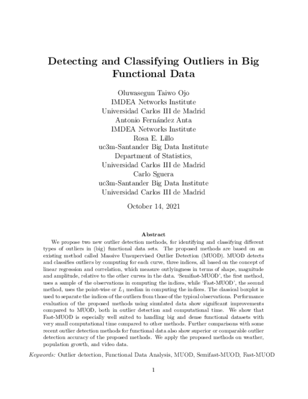 (PDF) Detecting and classifying outliers in big functional data