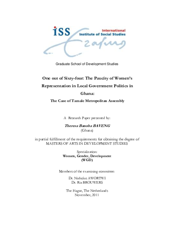 (PDF) One out of Sixty-four: The Paucity of Women's Representation in ...