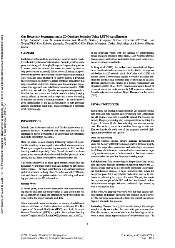 Pdf Gas Reservoir Segmentation In 2d Onshore Seismics Using Lstm Autoencoder 9918