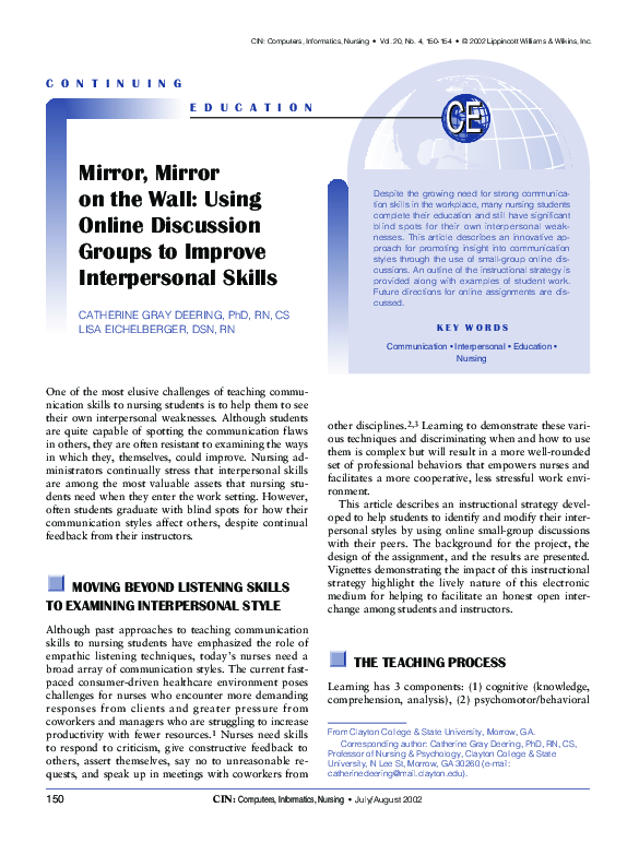 Mirror, Mirror on the Wall: Using Online Discussion Groups to Improve ...