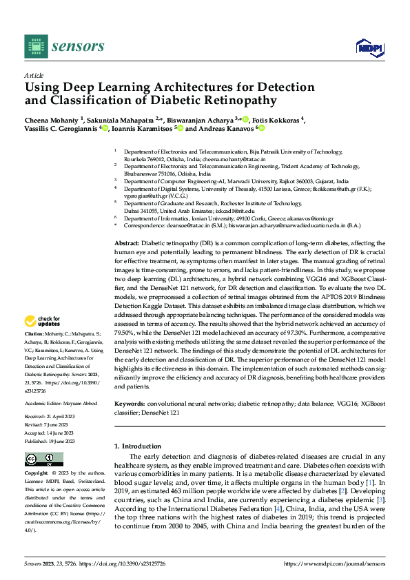 (PDF) Using Deep Learning Architectures for Detection and Classification of Diabetic Retinopathy