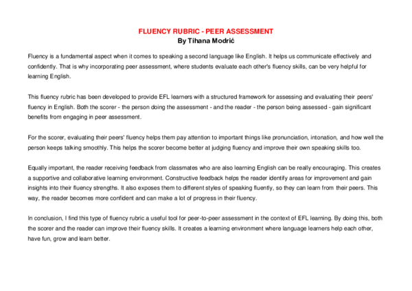 (PDF) Fluency Rubric - peer assessment