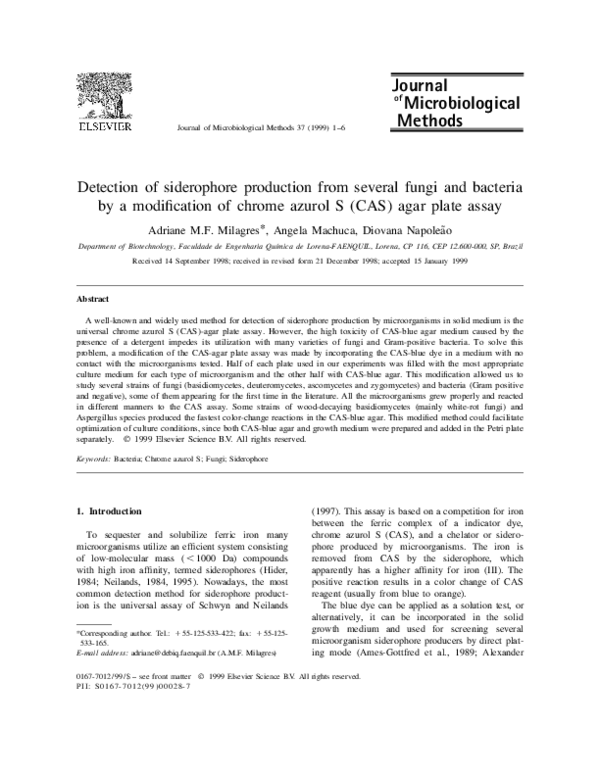 (PDF) Detection of siderophore production from several fungi and ...