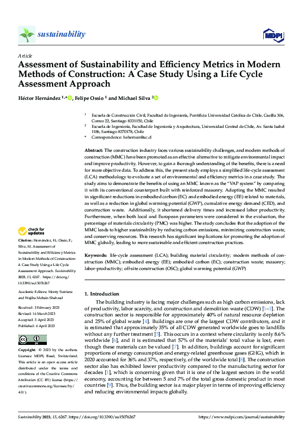 (PDF) Assessment of Sustainability and Efficiency Metrics in Modern Methods of Construction: A ...