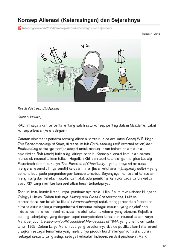 (PDF) Konsep Alienasi (Keterasingan) dan Sejarahnya