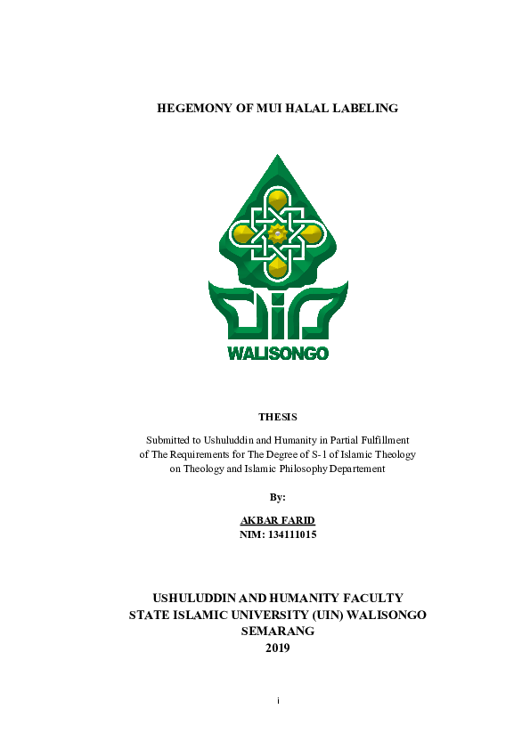 (PDF) Hegemony of MUI halal labeling
