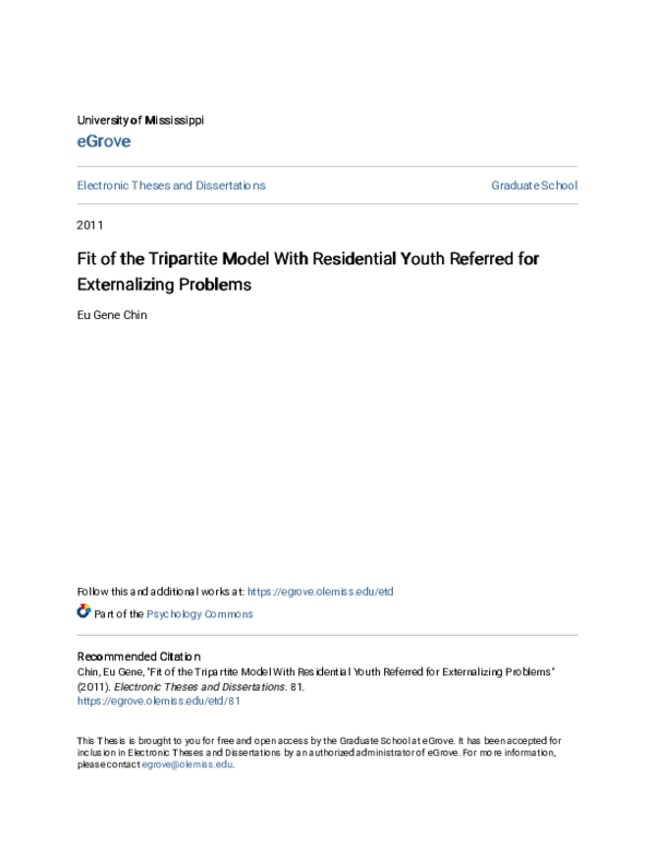 (PDF) Fit of the Tripartite Model With Residential Youth Referred for ...